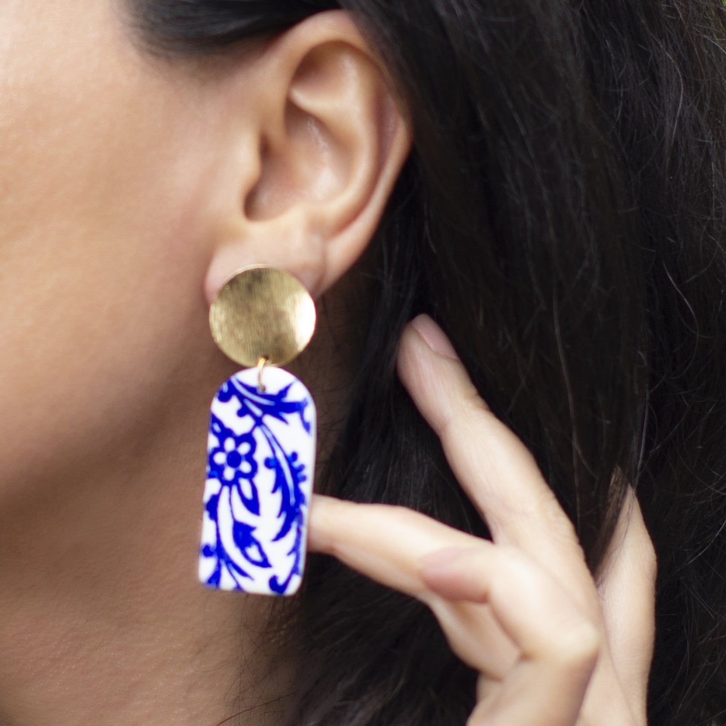 Tazhib Persian Blue Earrings – SaharzDesign